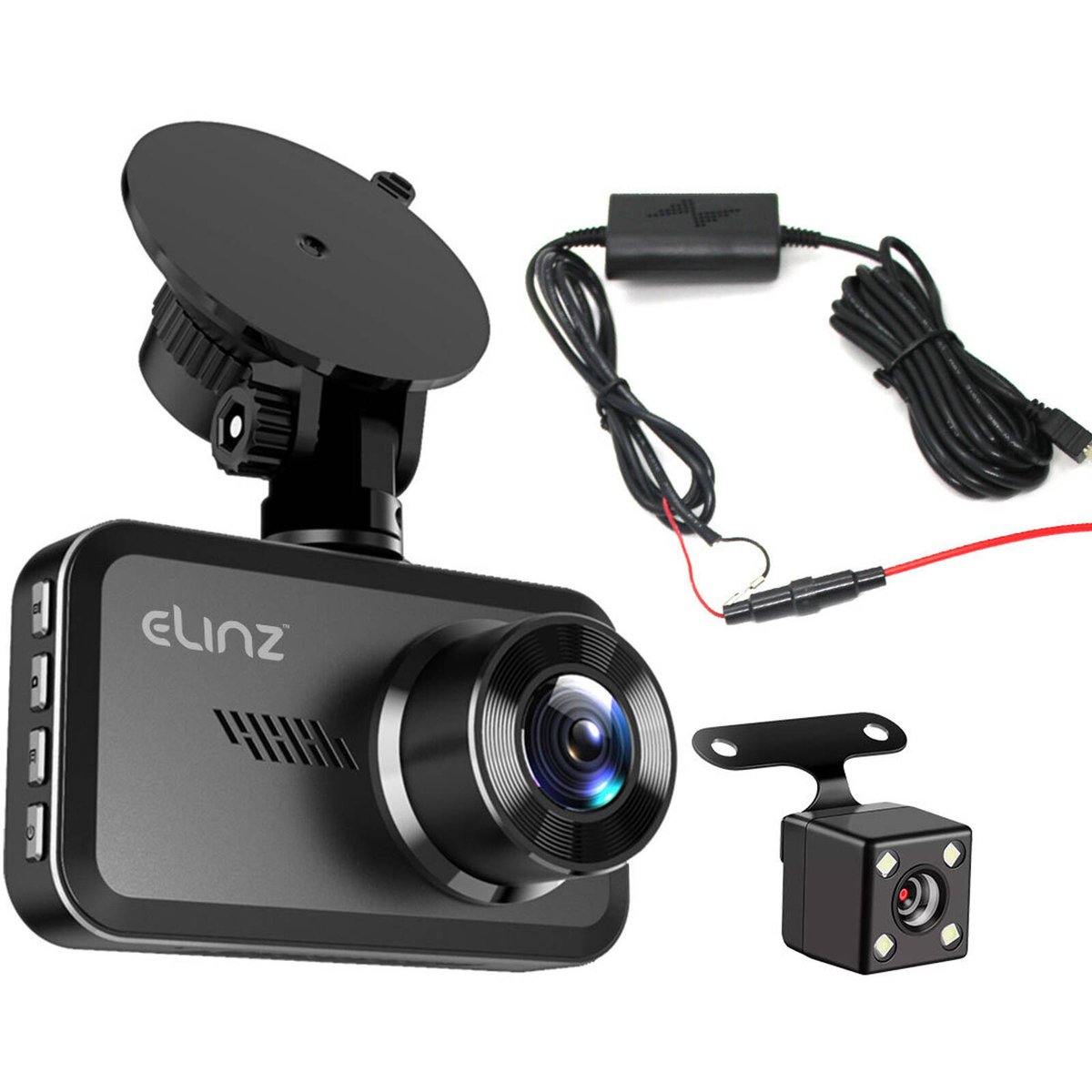 Elinz Car Dash Camera 3" HD 1080P FHD DVR Recorder Front Rear Dual Cam ...