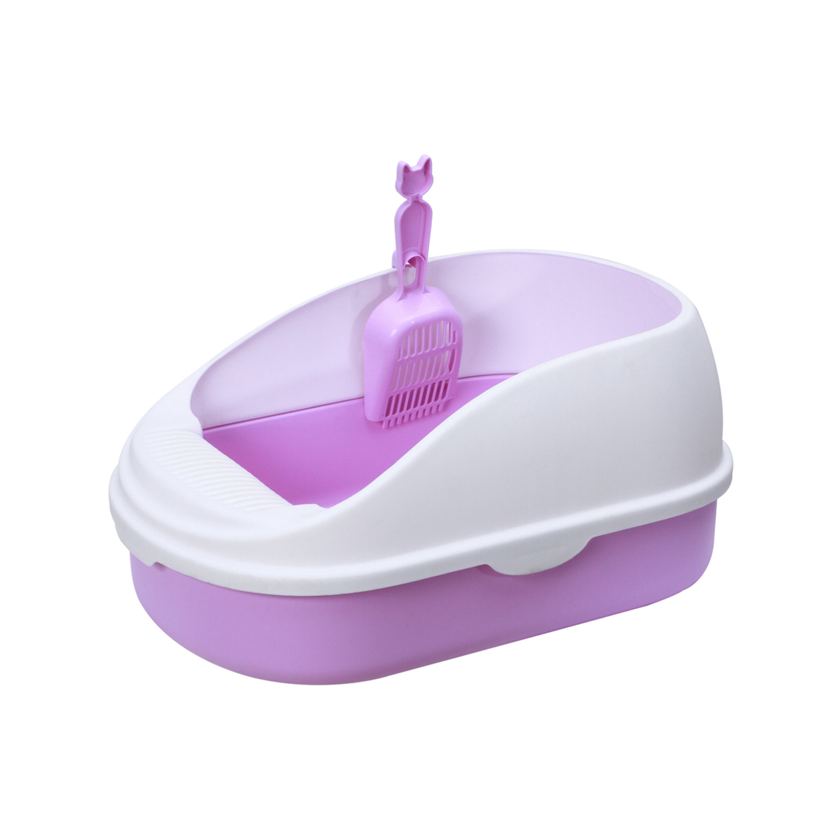 YES4PETS Medium Portable Cat Toilet Litter Box Tray with Scoop Purple ...