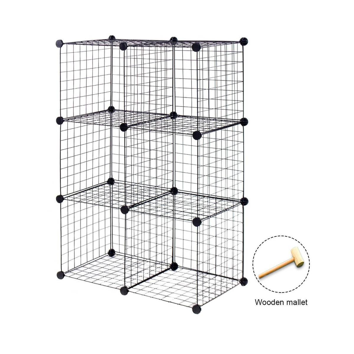 Costway 6-Cube Gird Wire Storage Cabinet Modular Shelf Foldable ...