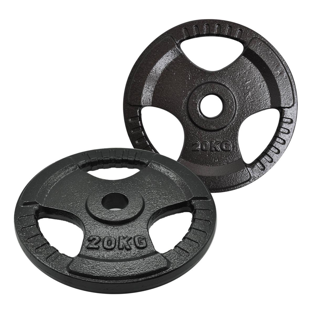 2 Pack of 20kg - Total 40kg Olympic Ez Grip Cast Iron Hammertone Weight ...