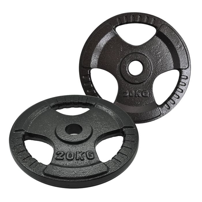 2 Pack of 20kg - Total 40kg Olympic Ez Grip Cast Iron Hammertone Weight ...