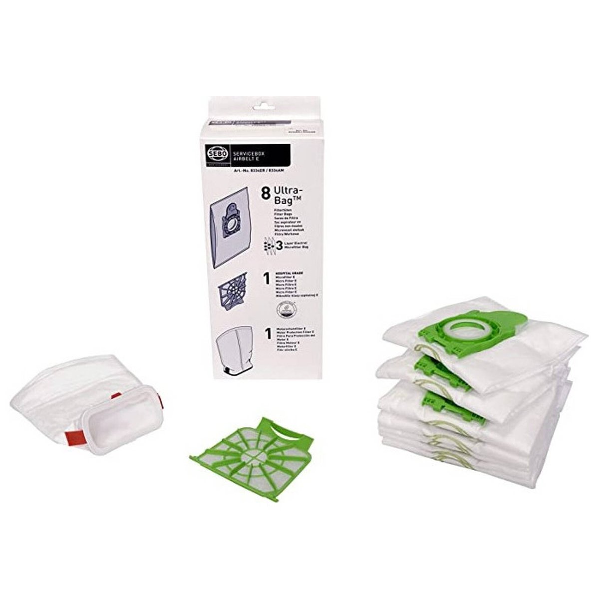 Sebo E1-E3 Vacuum Bags + Motor Filters Exhaust Filter Kit (8334ER ...