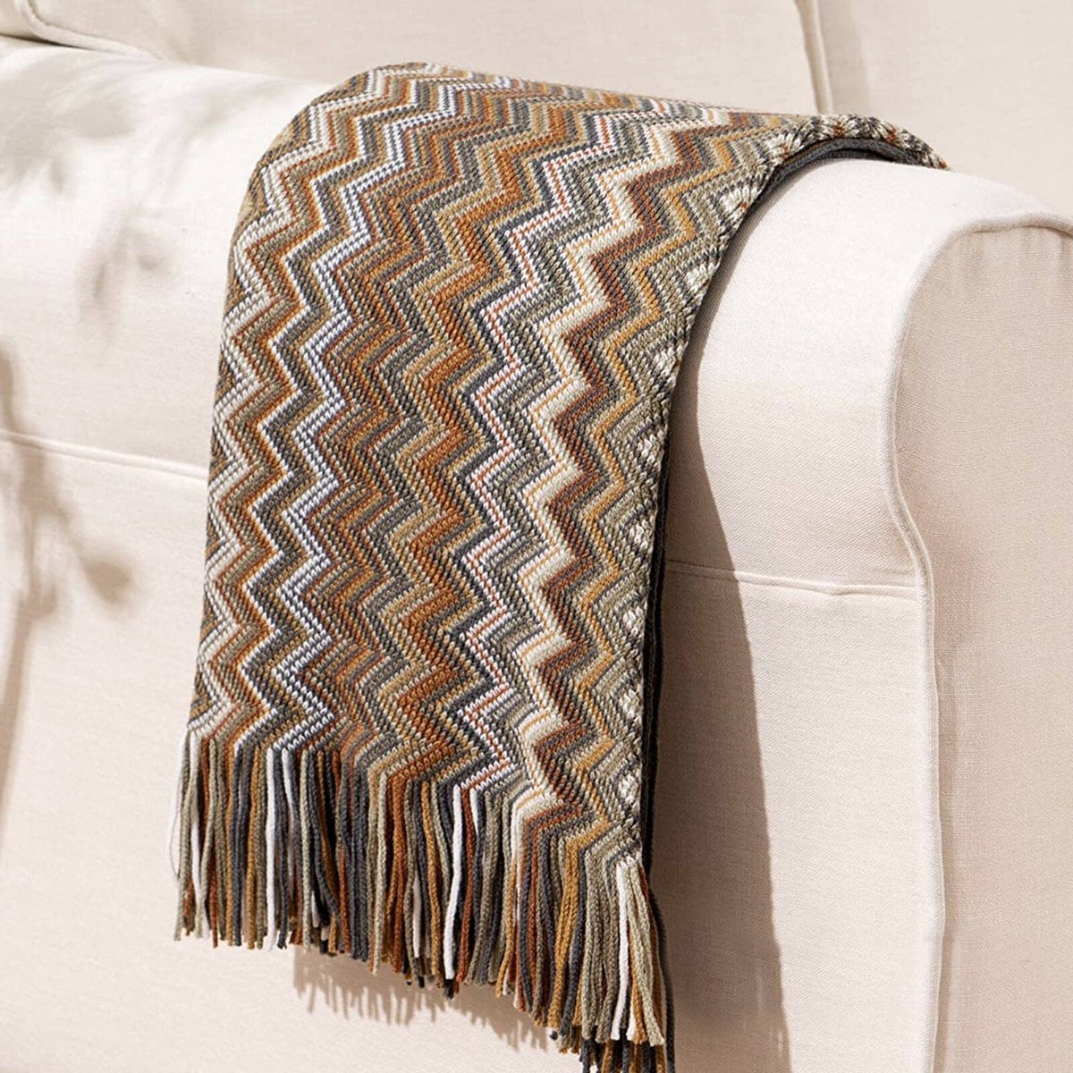 Caribbean Brown Mix Knitted Throw Rug - Bunnings Australia