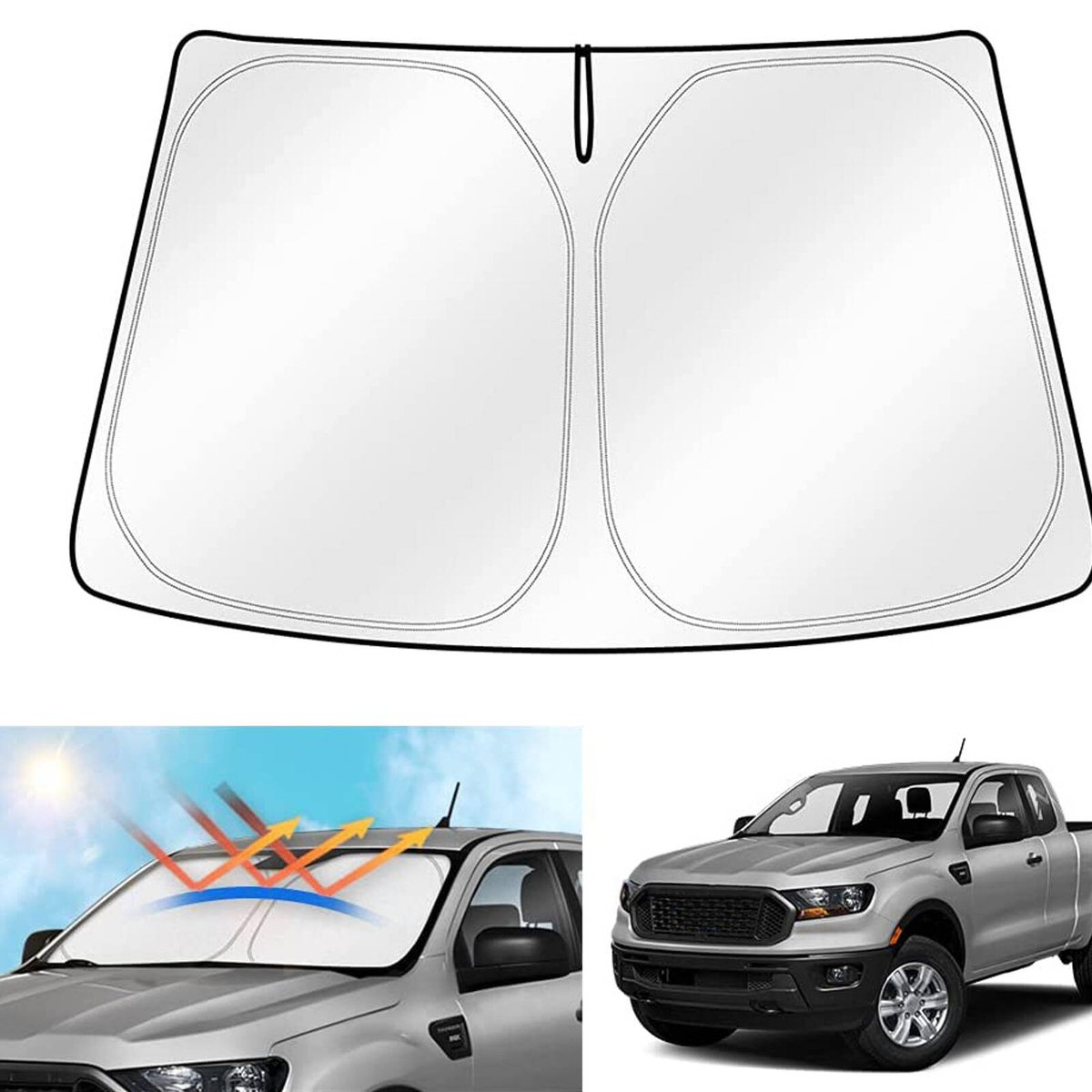Windshield Sun Shade for Ford Ranger 2011-2022 Blocks UV Rays Sun Visor ...