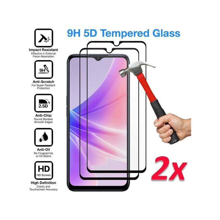 2 Pack MEZON OPPO A17 Full Cover Tempered Glass Screen Protectors ...