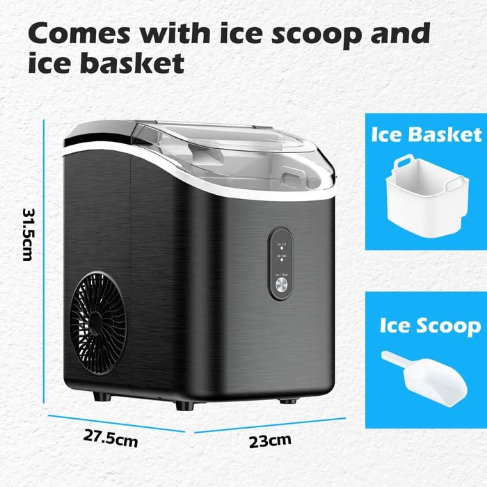 Advwin 15KG Nugget Ice Maker Countertop Pebble Ice Machine - Black ...