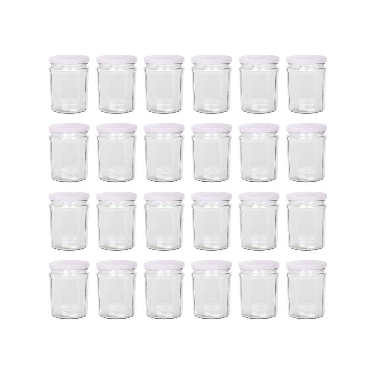 Argon Tableware 380ml Glass Jam Jars With Airtight White Lids - Set Of ...