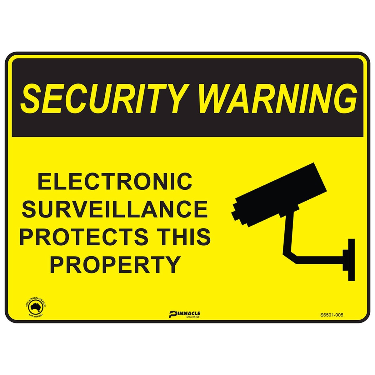 Pinnacle 400 x 300mm Poly Security Warning Electronic Surveillance Sign ...