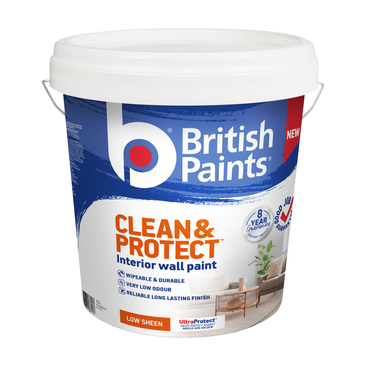 British Paints White Low Sheen Clean And Protect Interior Paint - 10L ...