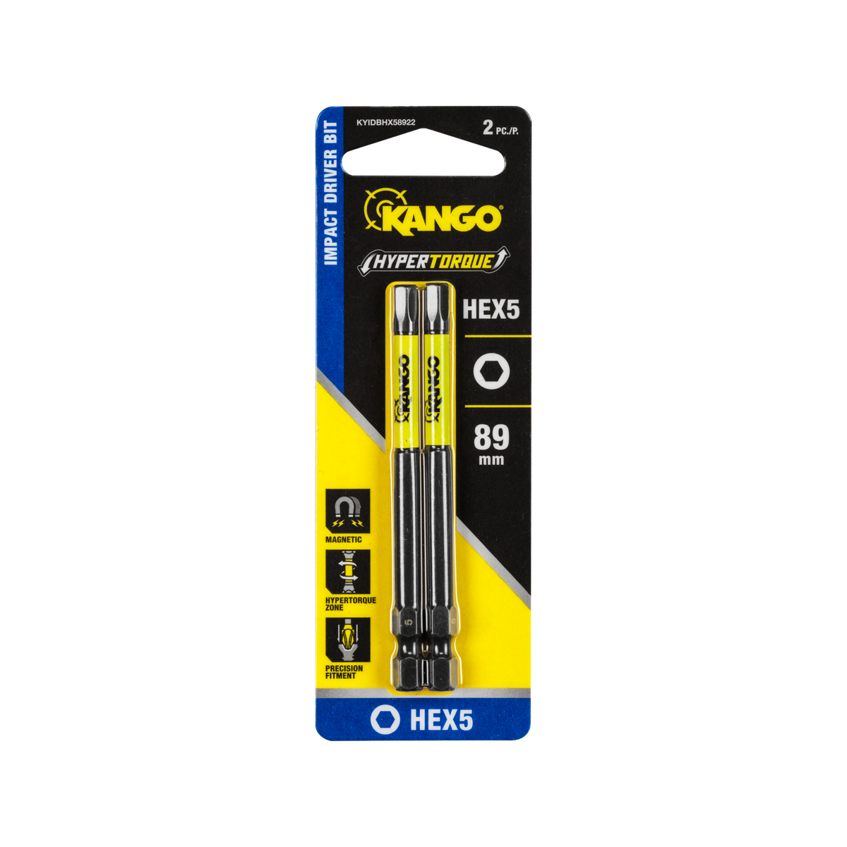 Kango 89mm HEX5 HYPERTORQUE Impact Driver Bit - 2 Pack - Bunnings New ...