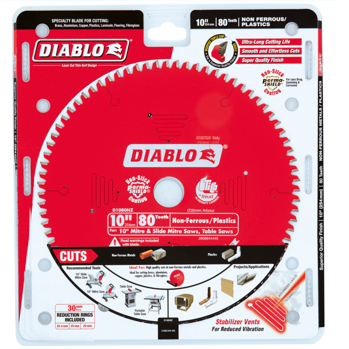 Diablo Non-Ferrous/Plastics Circular Saw Blade 254mm 80T - Bunnings ...