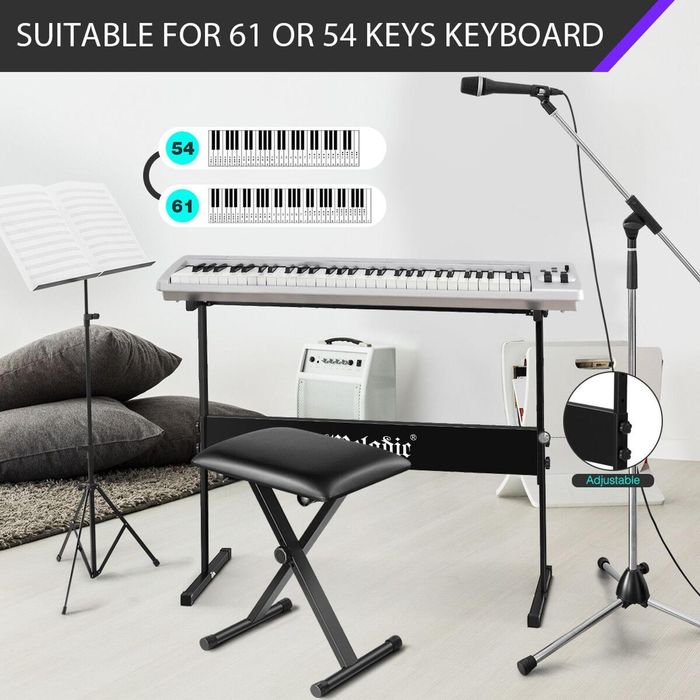 Melodic I Style Adjustable Keyboard Stand Folding Piano Stool Seat ...