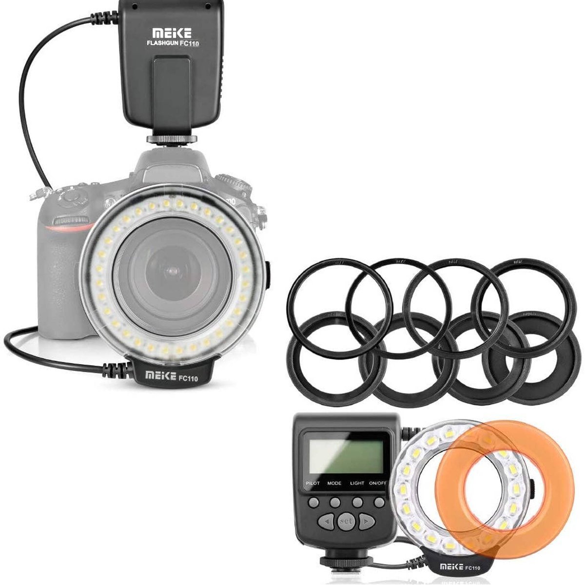 Meike MK-FC110 LED macro ring light with 52-77mm lens thread - Bunnings ...