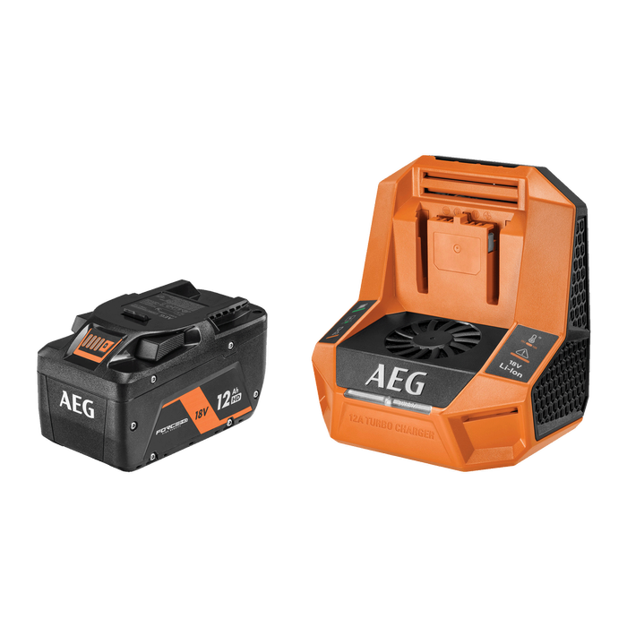 AEG 18V 12.0Ah FORCE HD Battery and 12A Charger Pack A18OSK112 ...