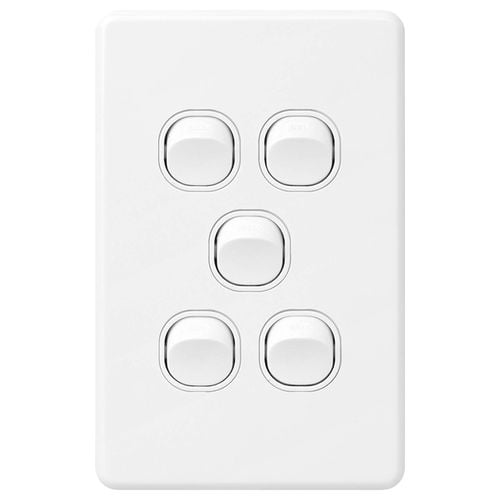 DETA S-line Five Gang Vertical Wall Switch - Bunnings Australia