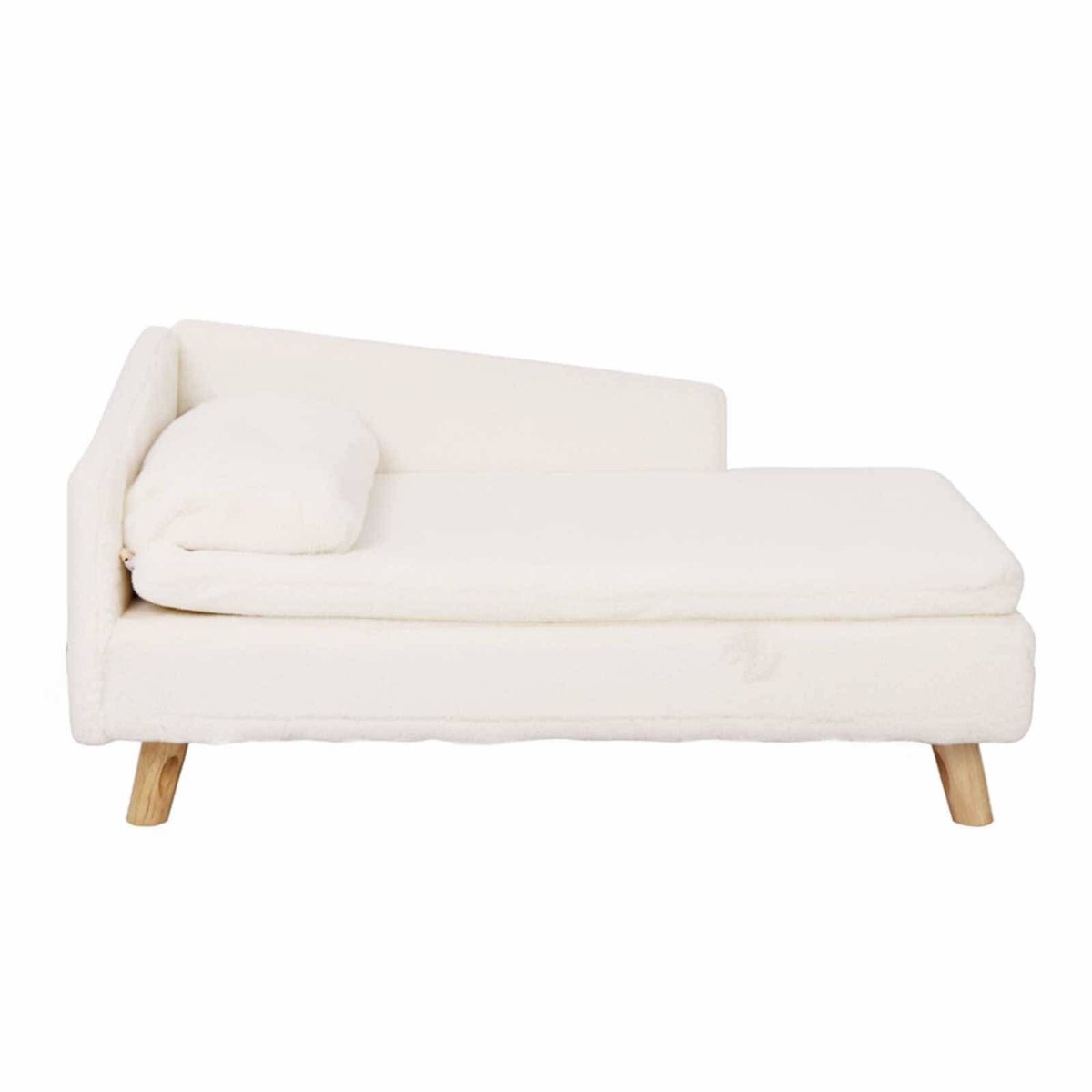 P&P Beige Small L Shape Dog Sofa Bed With Pillow And Solid Rubber Wood ...