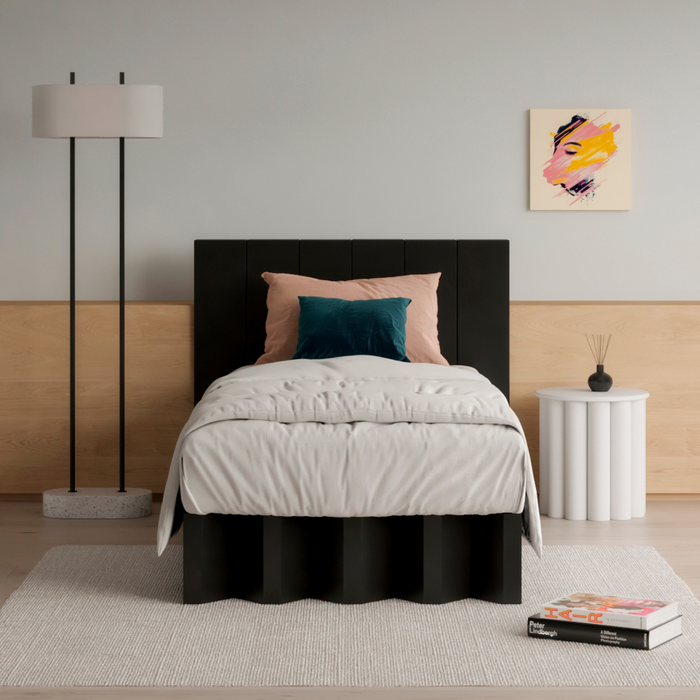 Yona Fold Out Cardboard Bed and Bedhead Bundle - Black Long Single ...