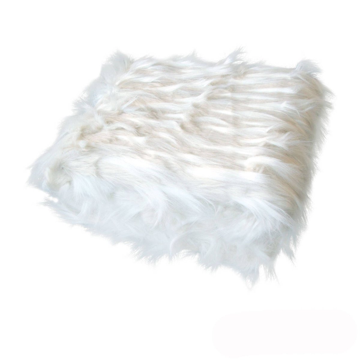 Riley Modern Pattern Faux Fur Throw Rug 127 x 152 cm Cream Fluffy ...