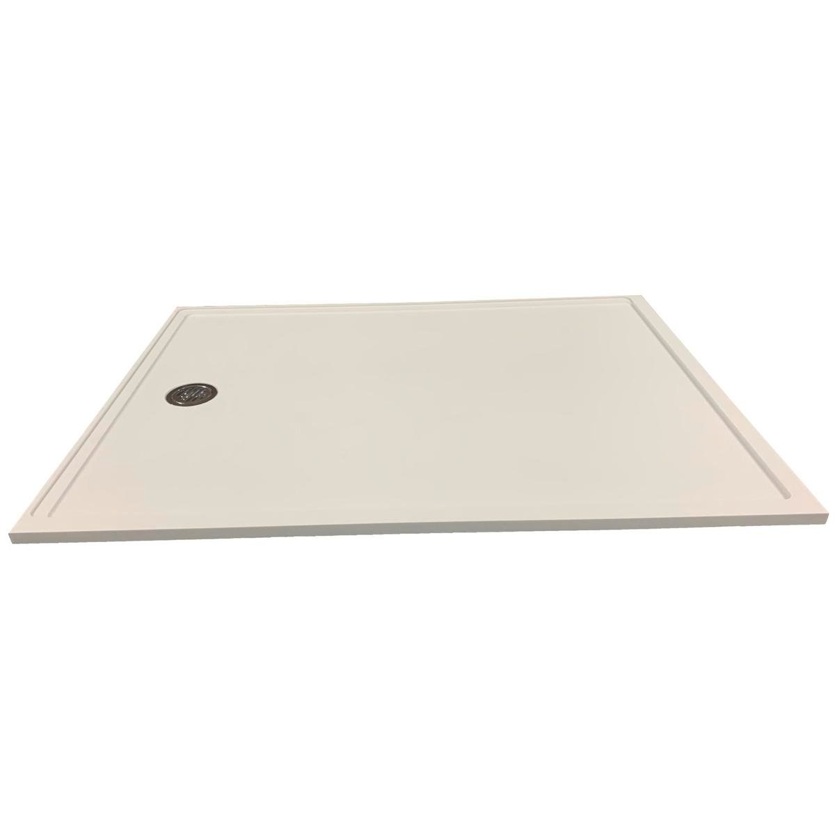 Wet Area Solutions 900 x 1200mm White Rear Outlet Solid Surface Shower ...