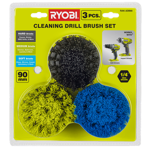 Ryobi 3 Piece Hex Shank Drill Brush Cleaning Set RAK-3DB90 - Bunnings ...