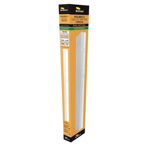 Brilliant 120cm Dual Power Tri Colour Wide Body Holmes II LED Batten ...