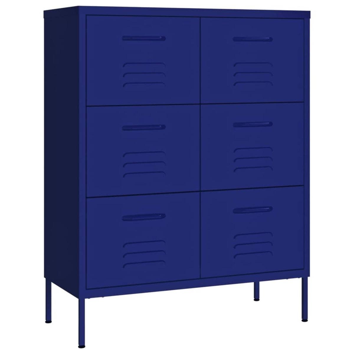 vidaXL Drawer Cabinet Navy Blue Steel Sideboard Cupboard Home Display ...