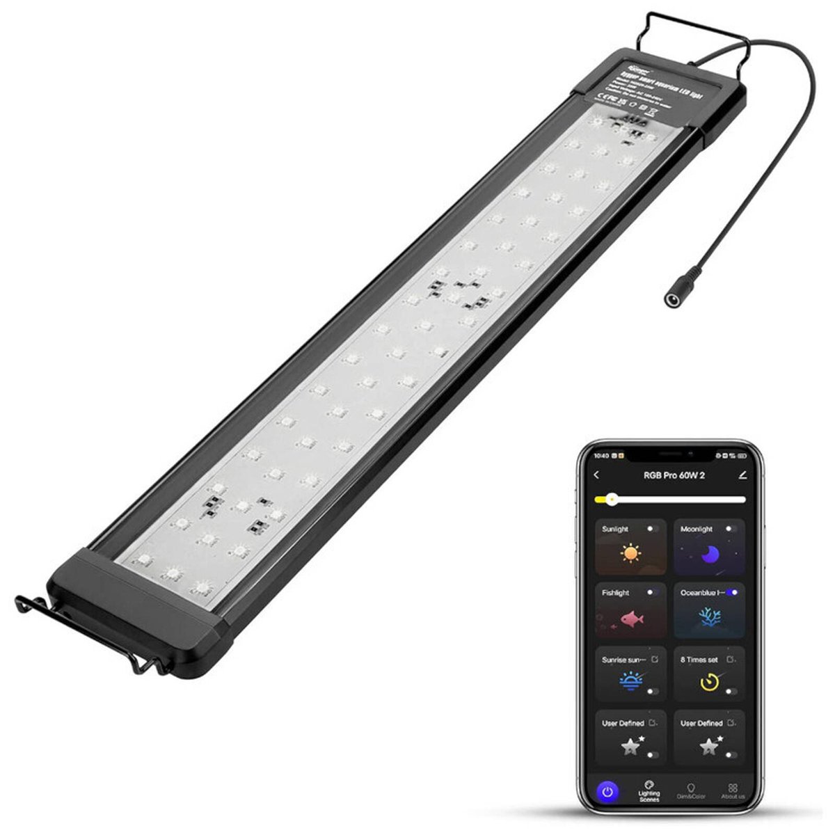 Hygger Aquarium Bluetooth LED Light 40W with App Control - Black ...