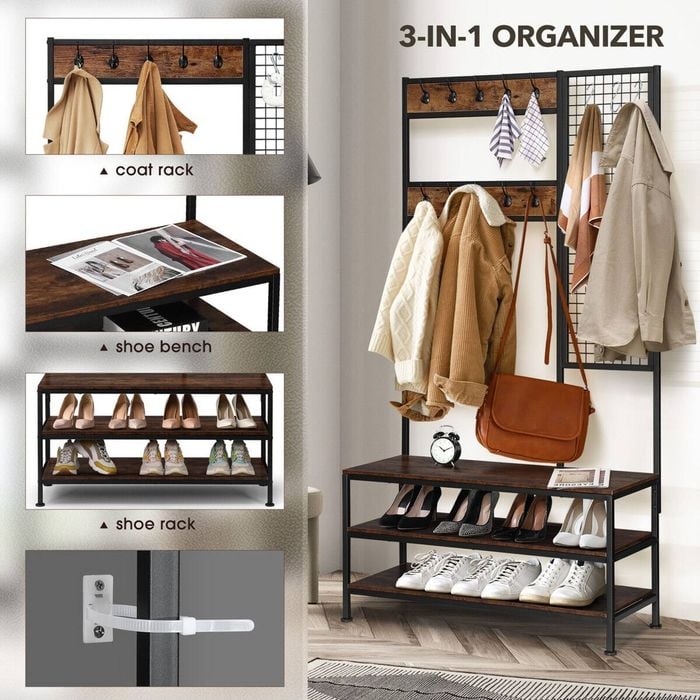 Luxsuite 3 In 1 Clothes Rack Hallway Storage Closet Organiser ...
