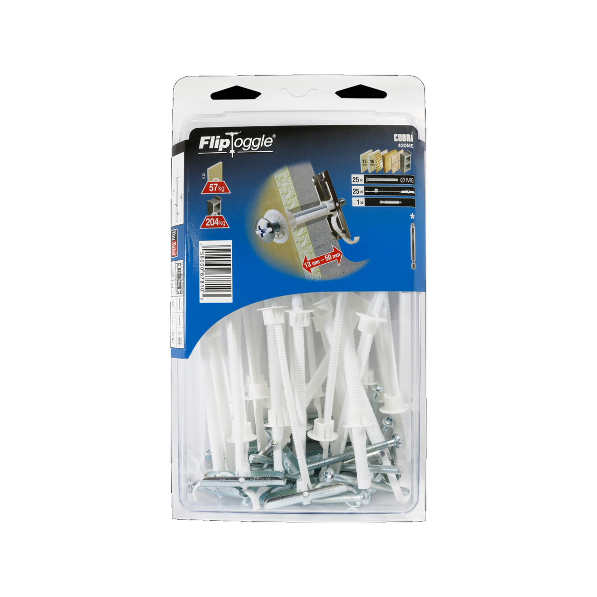 Cobra 5 x 60mm Flip Toggle Anchor Screws - 25 Pack - Bunnings Australia