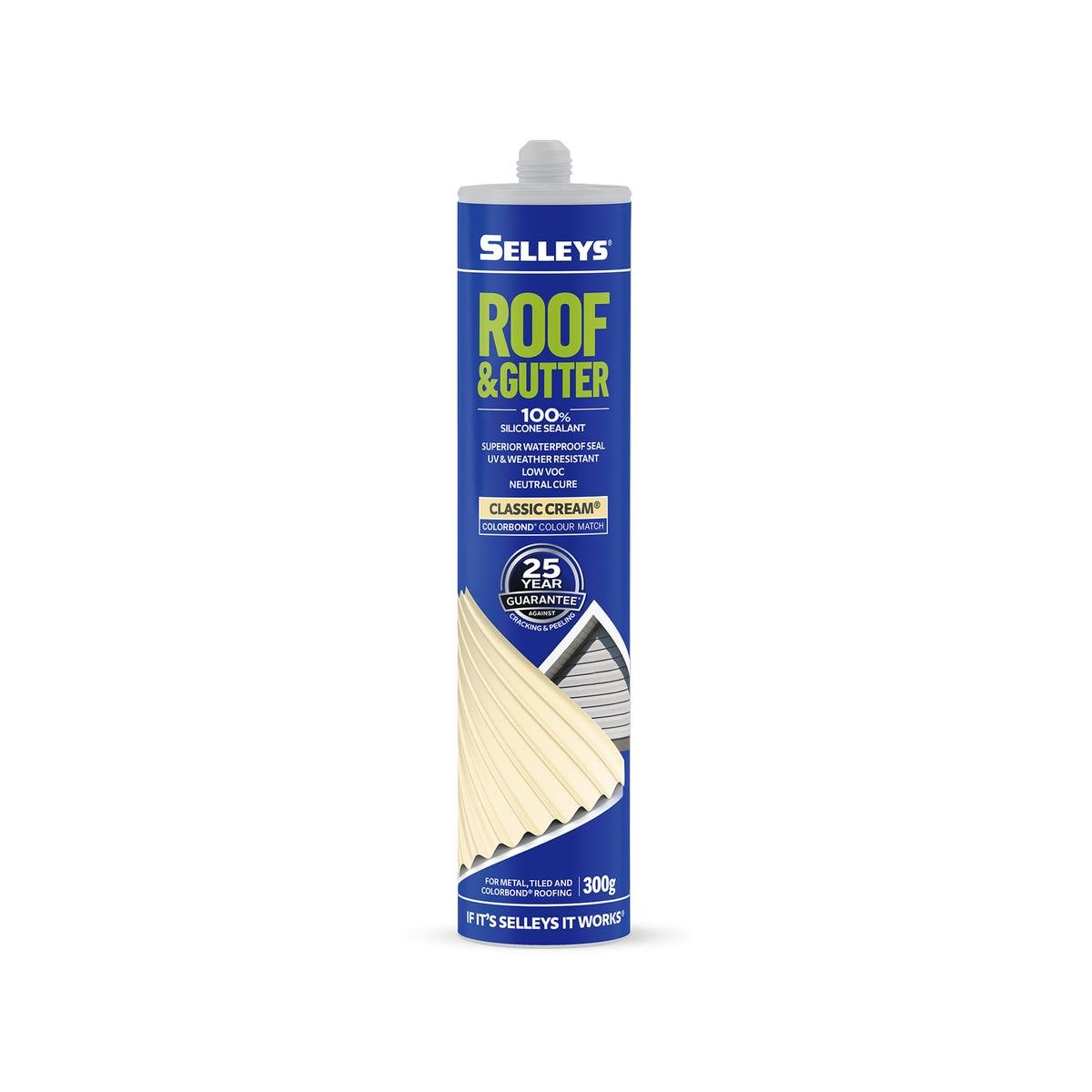 Selleys 300g Classic Cream Roof And Gutter Silicone Waterproof Sealant ...