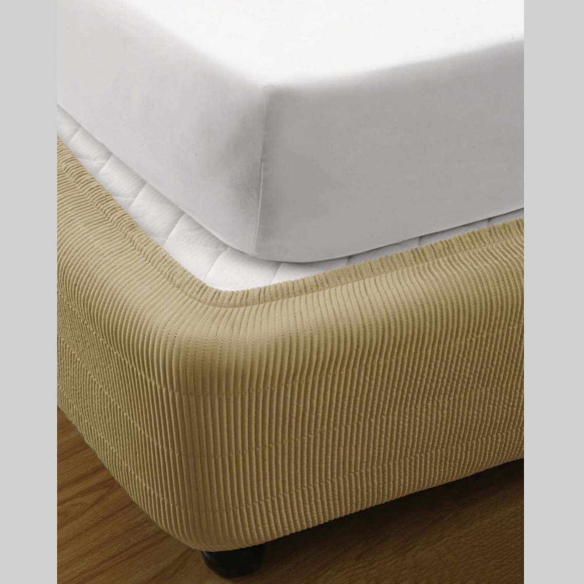 Ramesses Vertical Quilted Valance Linen QUEEN - Bunnings Australia