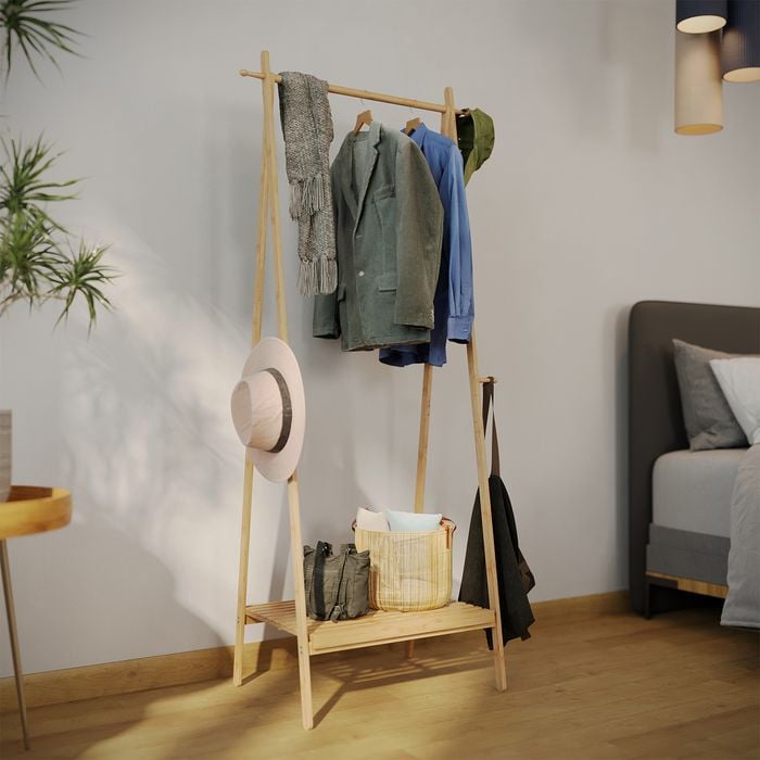 Flexi Storage Living 730 x 1600 x 415mm Bamboo Foldable Garment Rack ...