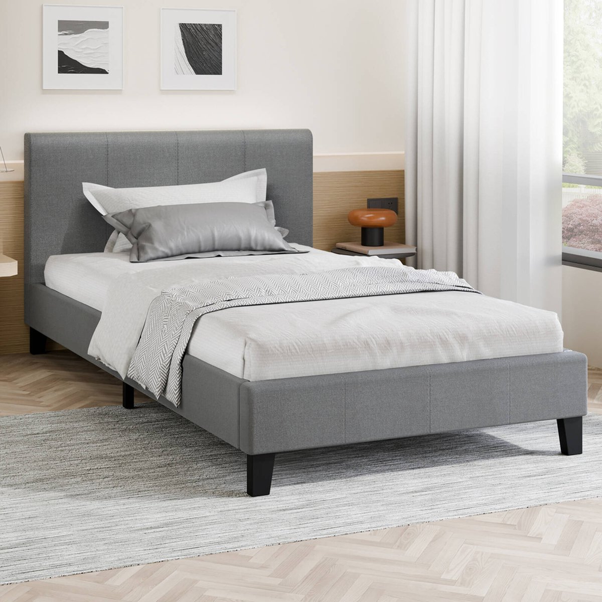 ALFORDSON Bed Frame Fabric Single - Bunnings Australia