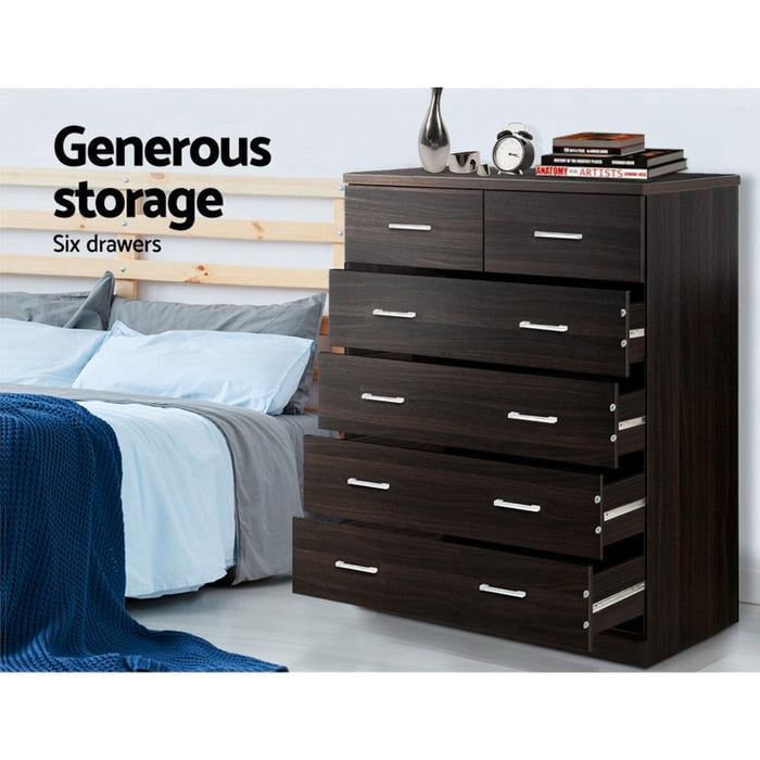Artiss 6 Chest of Drawers Storage Cabinet Walnut - Bunnings Australia