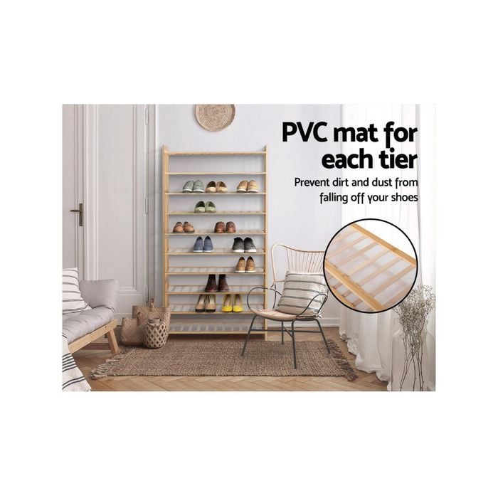 10 layers Bamboo Wooden Shoe Rack Storage Organizer Bunnings Australia