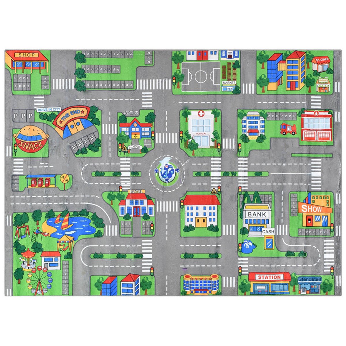 Loom & Lace Road Map 110x160 green rug - Bunnings Australia
