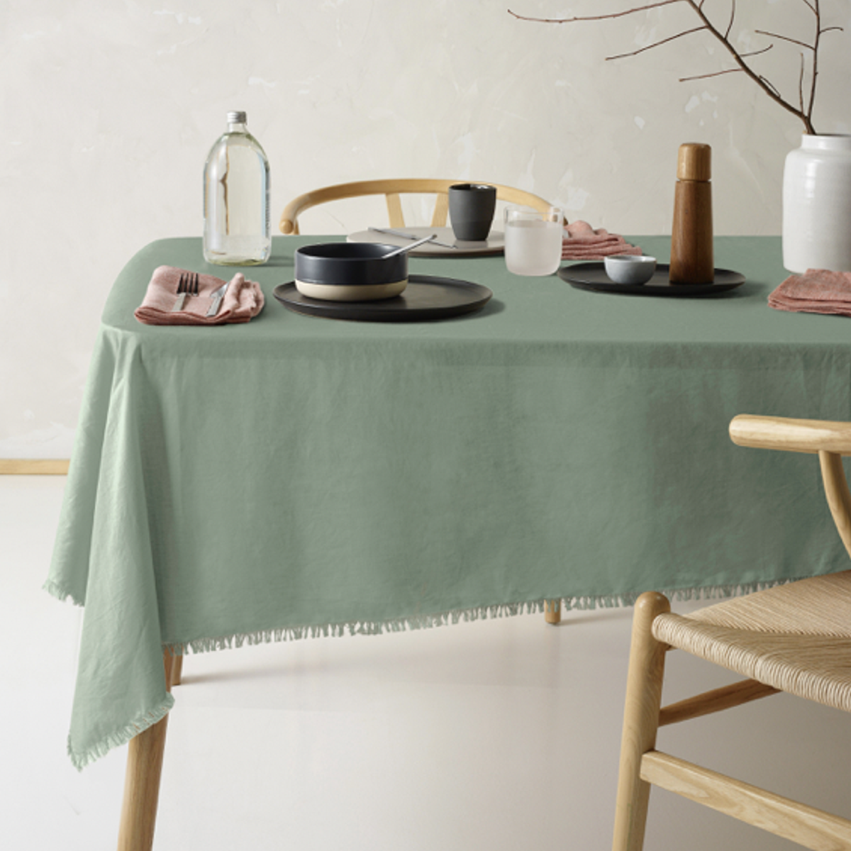 Vintage Design Green Gypsy Linen Cotton Tablecloth Green 150*230cm ...