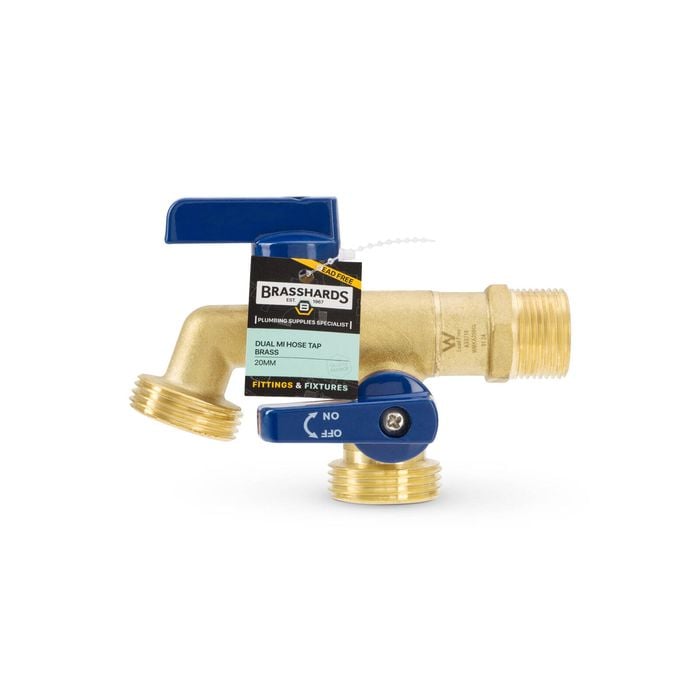 Brasshards Dual MI Hose Tap 20mm Rough Brass Lead Free - Bunnings Australia