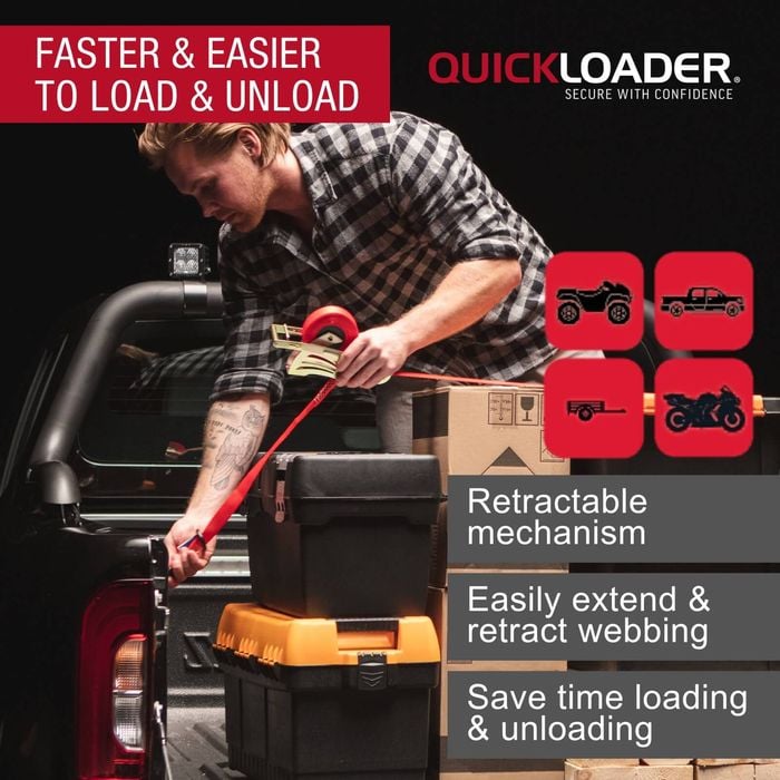 Quickloader Retractable Ratchet Strap Tie Down 5m X 35mm 1000kg - 2 ...
