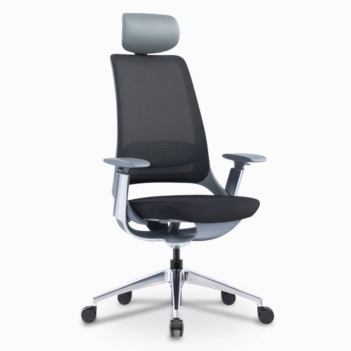 Desky Pulse Supportive Desk Chair - Black / Polished Aluminium ...