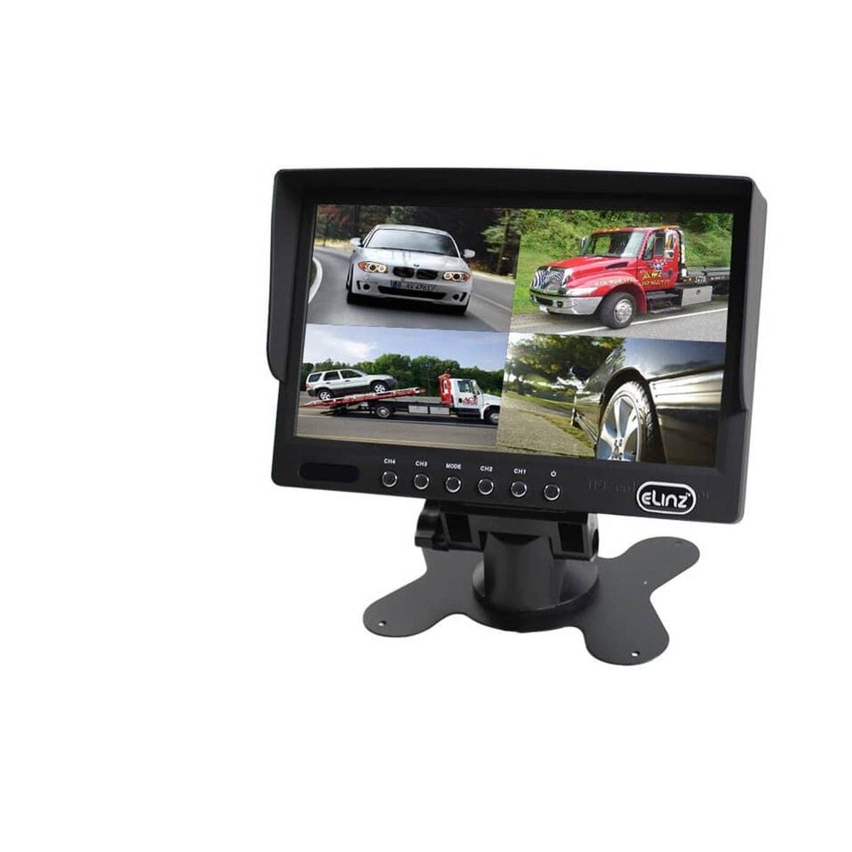 Elinz 7" TFT LCD Quad Monitor Splitscreen 4PIN Truck Caravan 4 AV Input ...