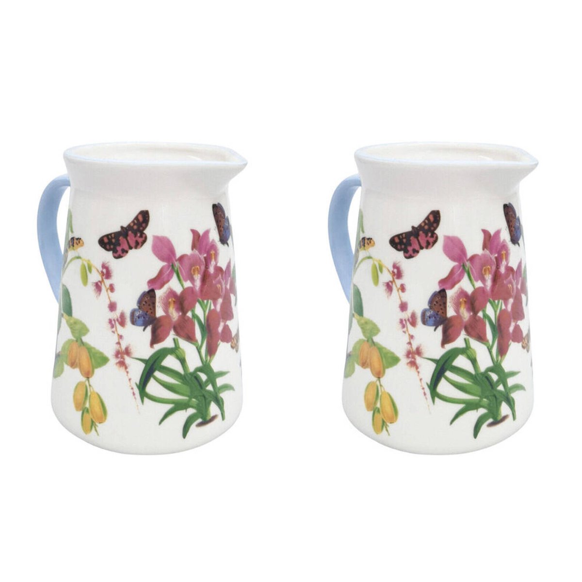 2PK Urban Ceramic Botanicals Pitcher Beverage Serving Jug 15x16cm Green ...