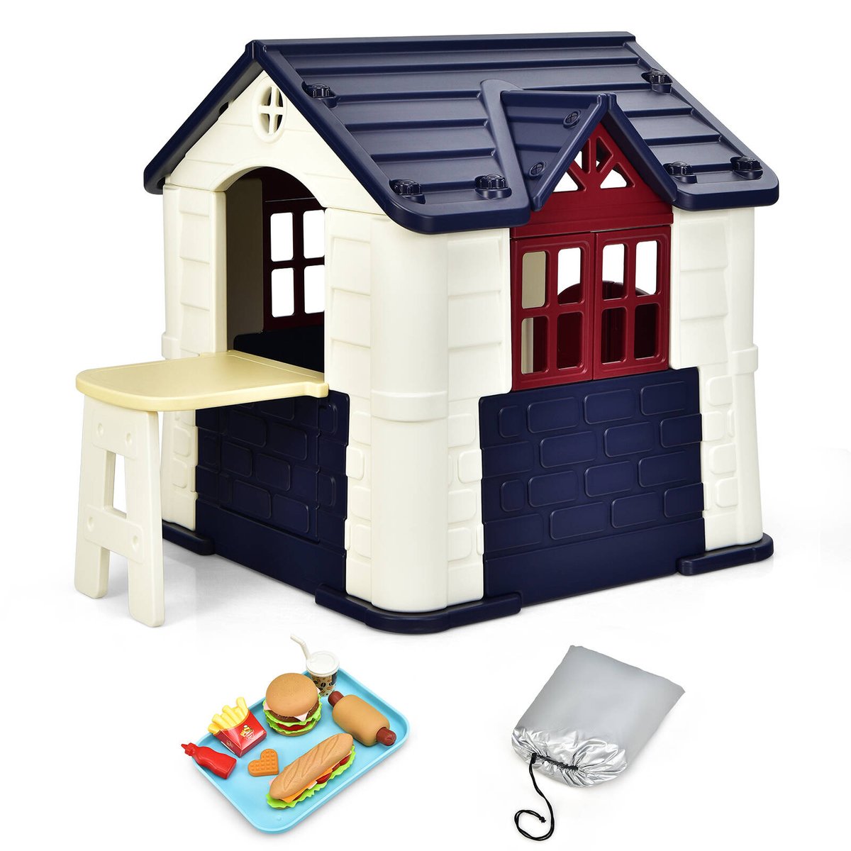 Costway Kids Cubby Cottage Pretend Play Toy Blue - Bunnings Australia