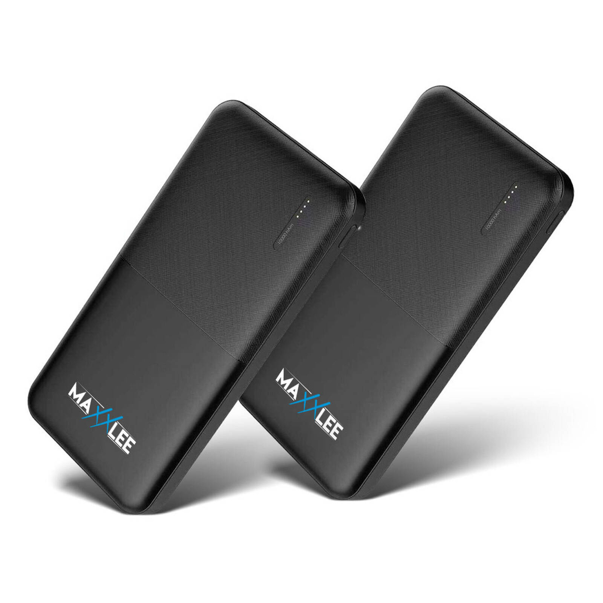 Maxxlee 2x BLACK 10000mAh Power Bank Dual USB External Portable Battery ...