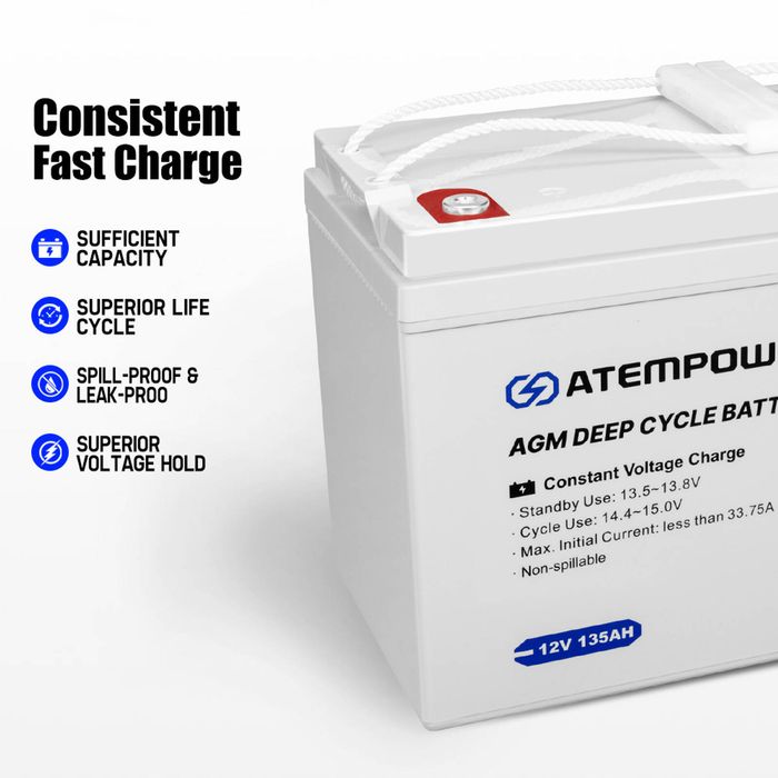 135AH 12V AGM Battery AMP Lead Acid SLA Deep Cycle Battery Dual Solar ...
