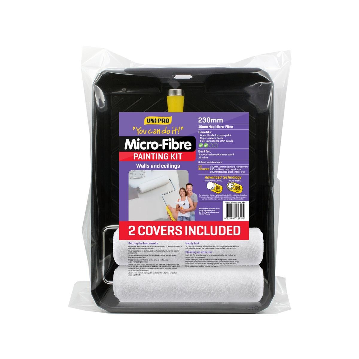 UNi-PRO 230mm Twin Heavy Duty Micro-fibre Roller Kit 10mm Nap ...