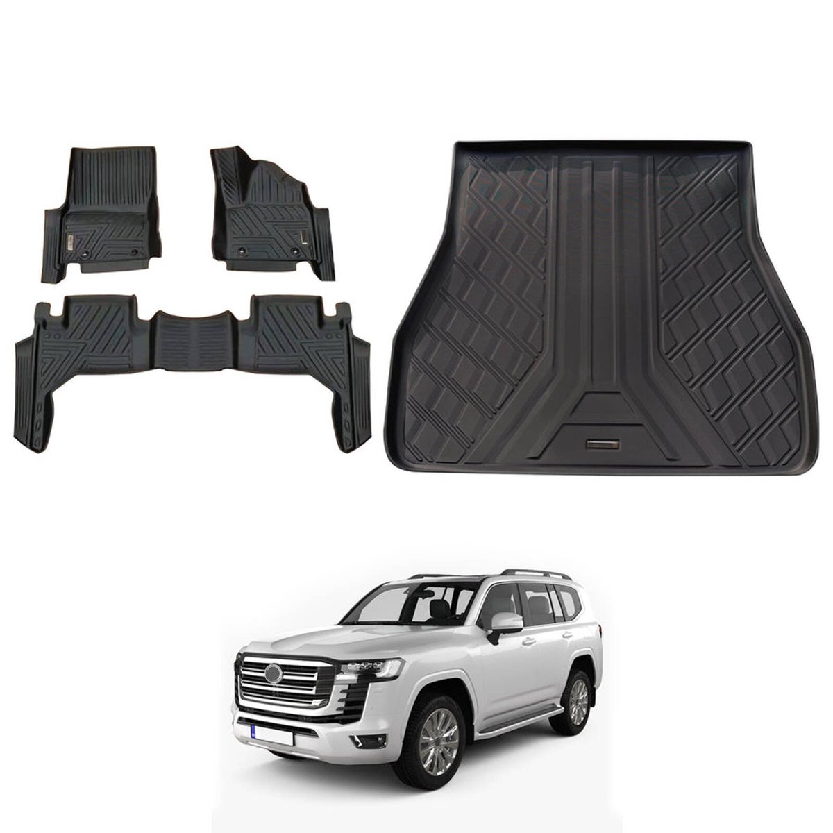 AUSGO Floor Mats & Boot Liner Set for Toyota Land Cruiser Landcruiser ...