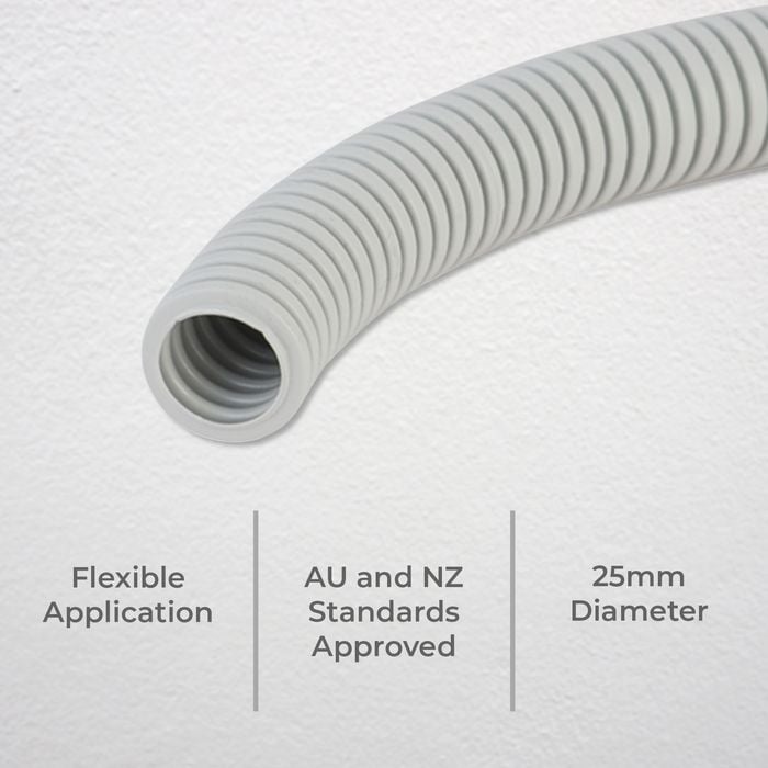 DETA 10m Medium Duty Corrugated Conduit - 25mm Grey - Bunnings New Zealand
