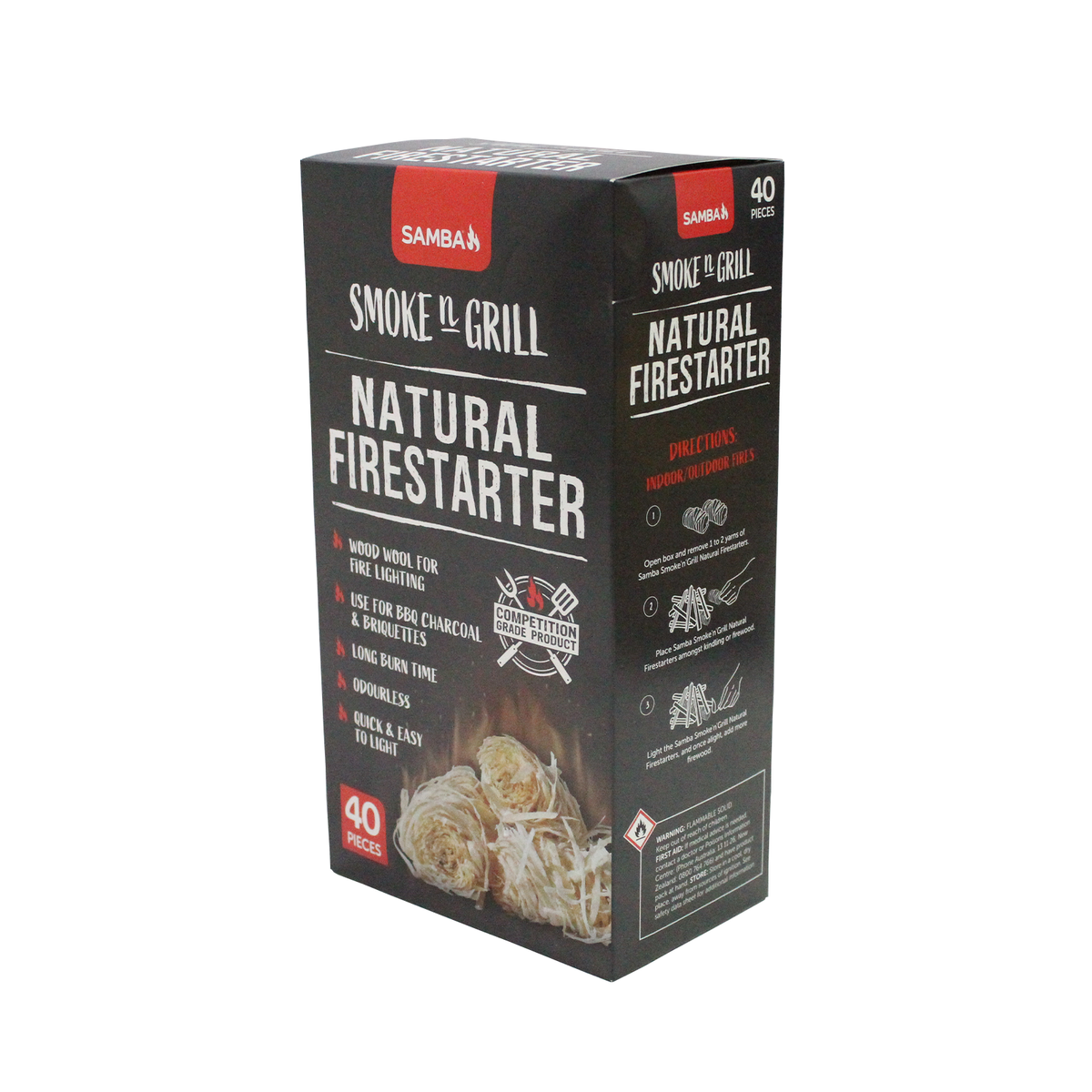 Samba Smoke 'n' Grill Natural Firestarters - 40 Pack - Bunnings Australia