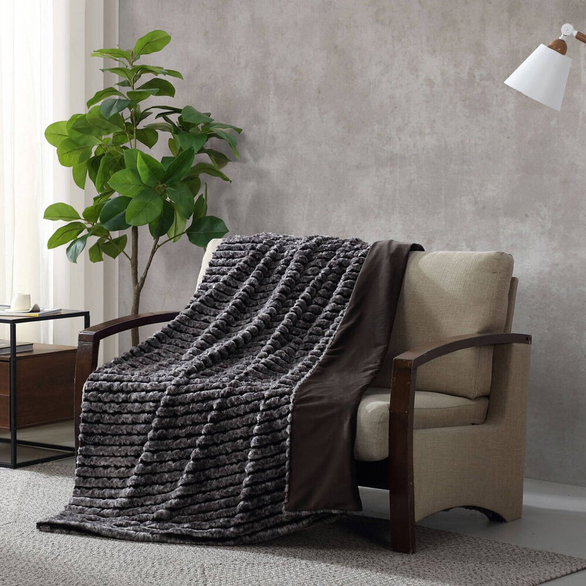 Ardor Boudoir 130x170cm Room Bed Blanket/Throw Cole Faux Fur Ash ...